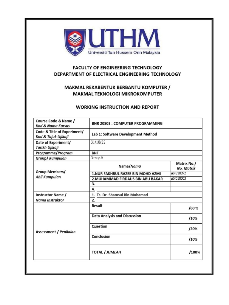 Lab1 BNR20803 Algorithm1 v1 | PDF | Computer Program | Programming