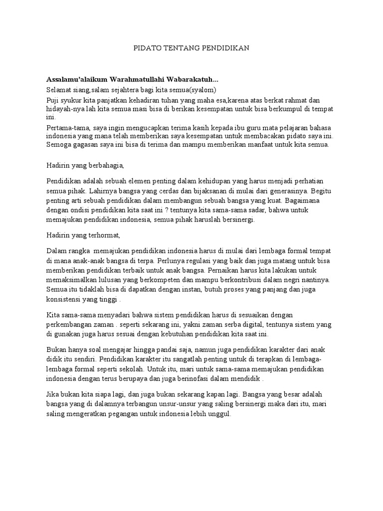 Pidato Tentang Pendidikan | PDF