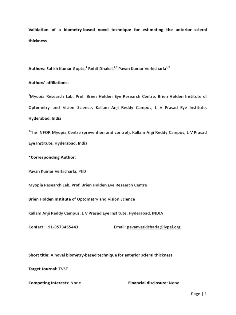 Biometry Technique for Scleral Thickness | PDF | Human Eye | Myopia