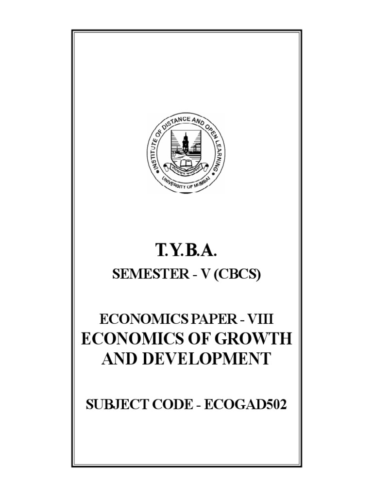 Economics Paper VIII Economics of Growth and Development English ...