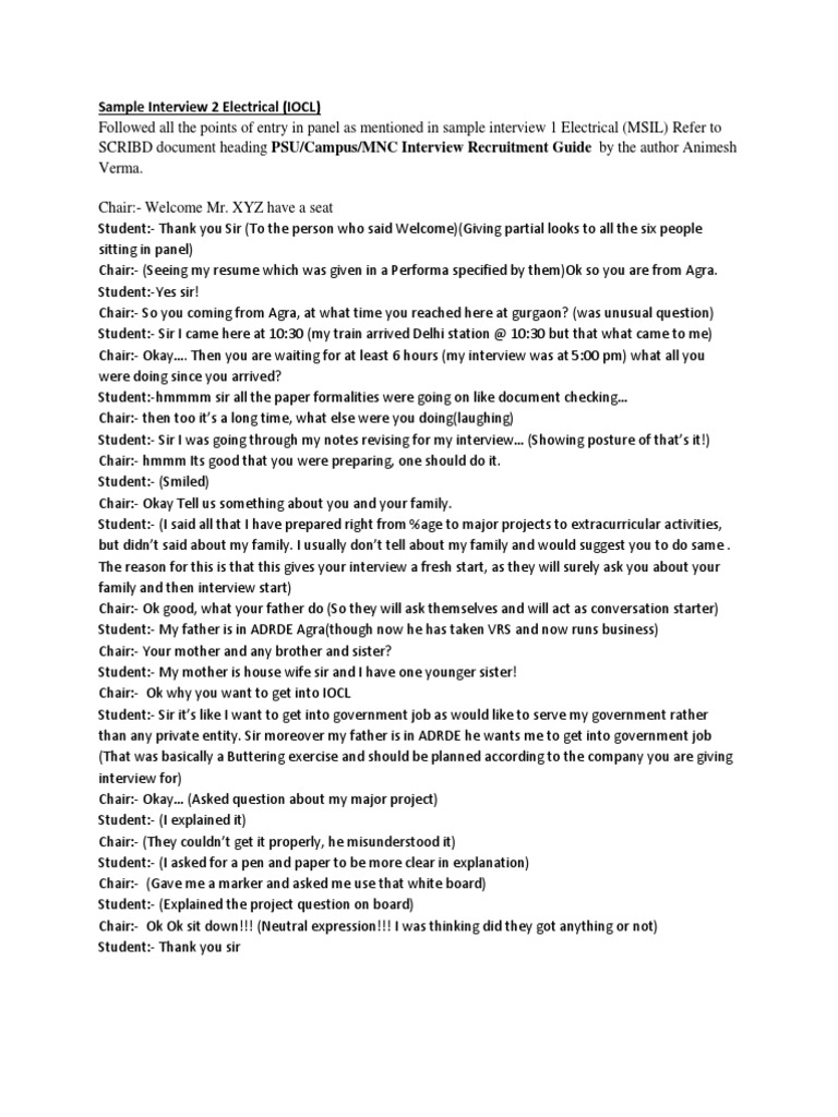Sample Interview IOCL Electrical | Download Free PDF | Relay