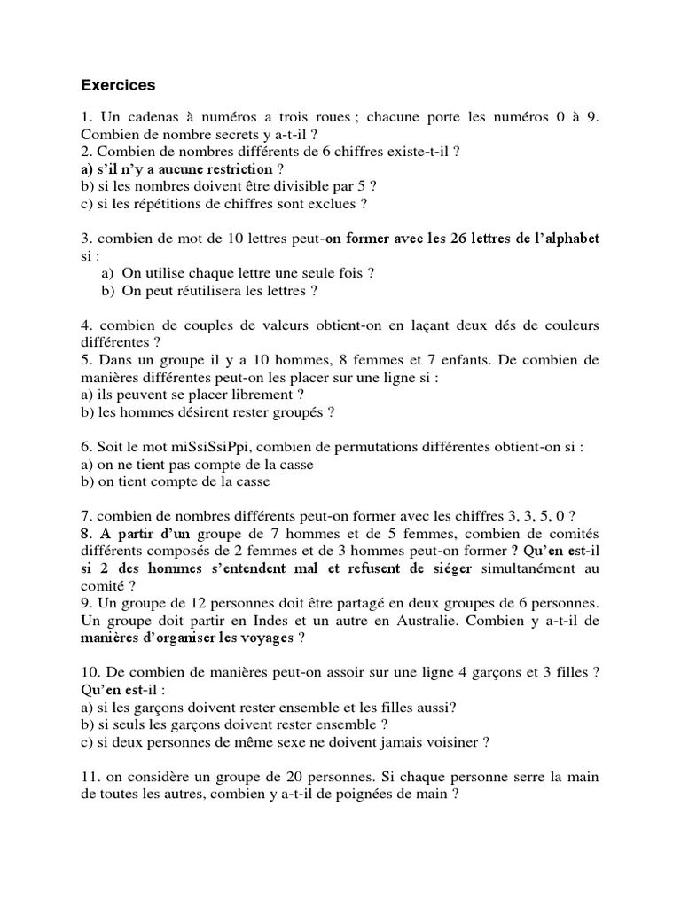 Problèmes Combinatoires et Permutations | PDF | Échecs | Théorie (échecs)