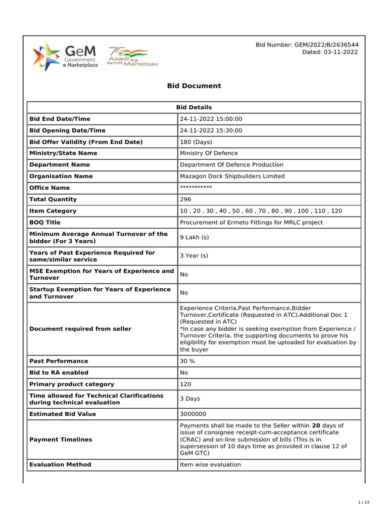 GeM Bidding 3895516 | Download Free PDF | Specification (Technical ...
