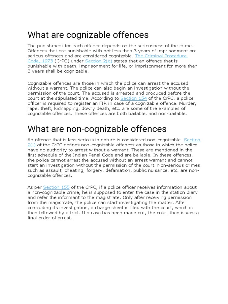 Cognizable Offence | PDF