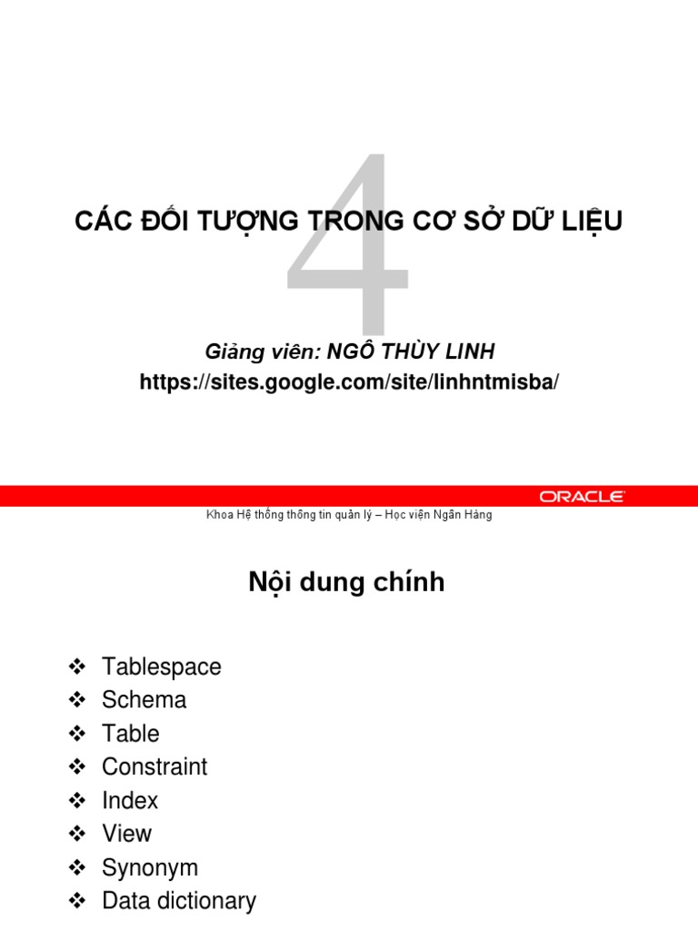 Các đối Tượng Trong Oracle Tablespace Schema Pdf