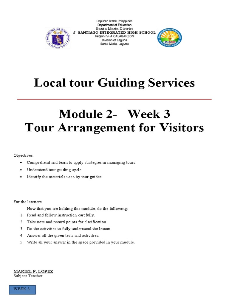 Week 3 - Local Tour Guiding | PDF | Body Language | Learning