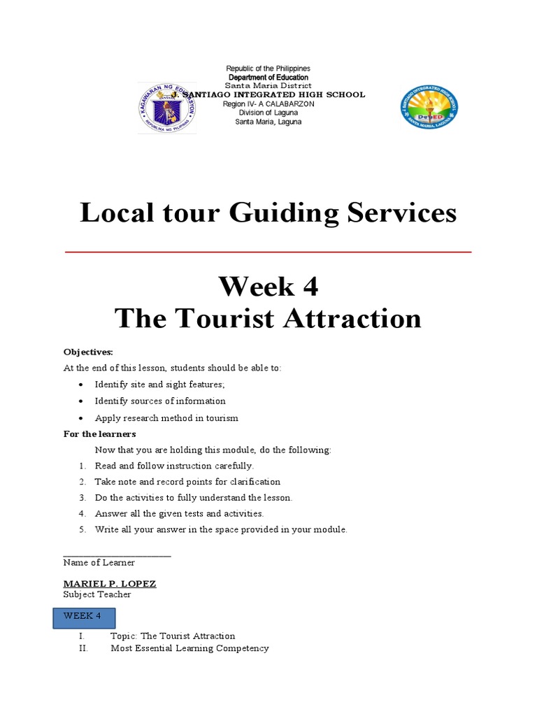 Week 4 - Local Tour Guiding | PDF | Tourism | Scientific Method