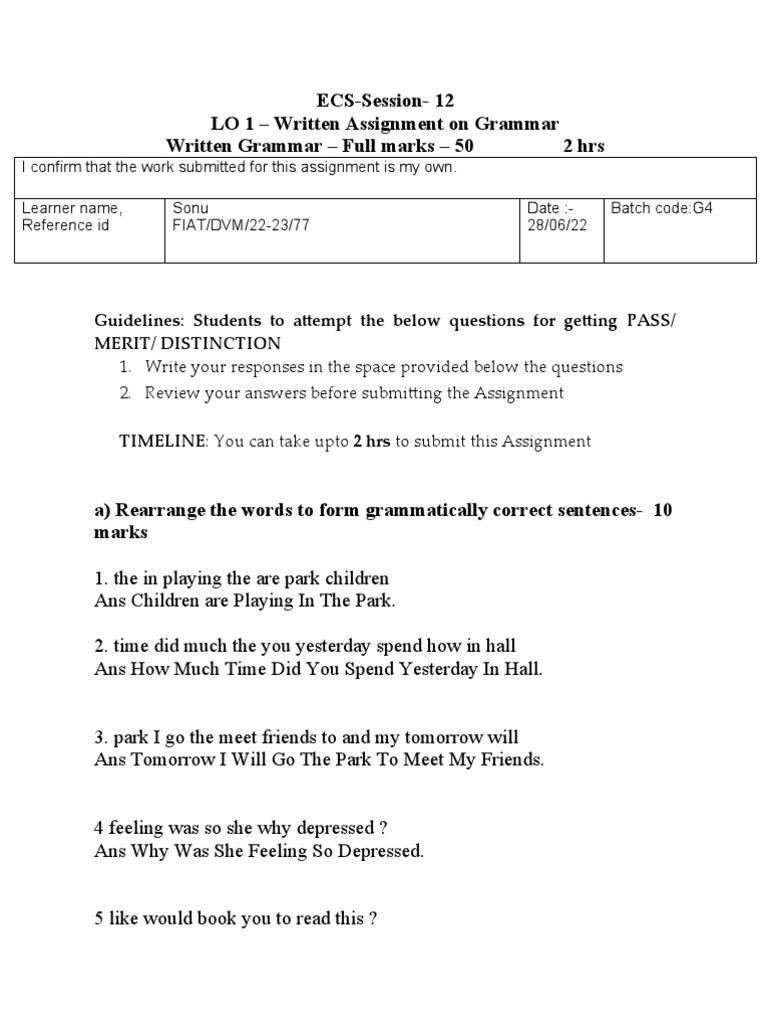 EssS-LO-1 Online-Writtenhbb | PDF