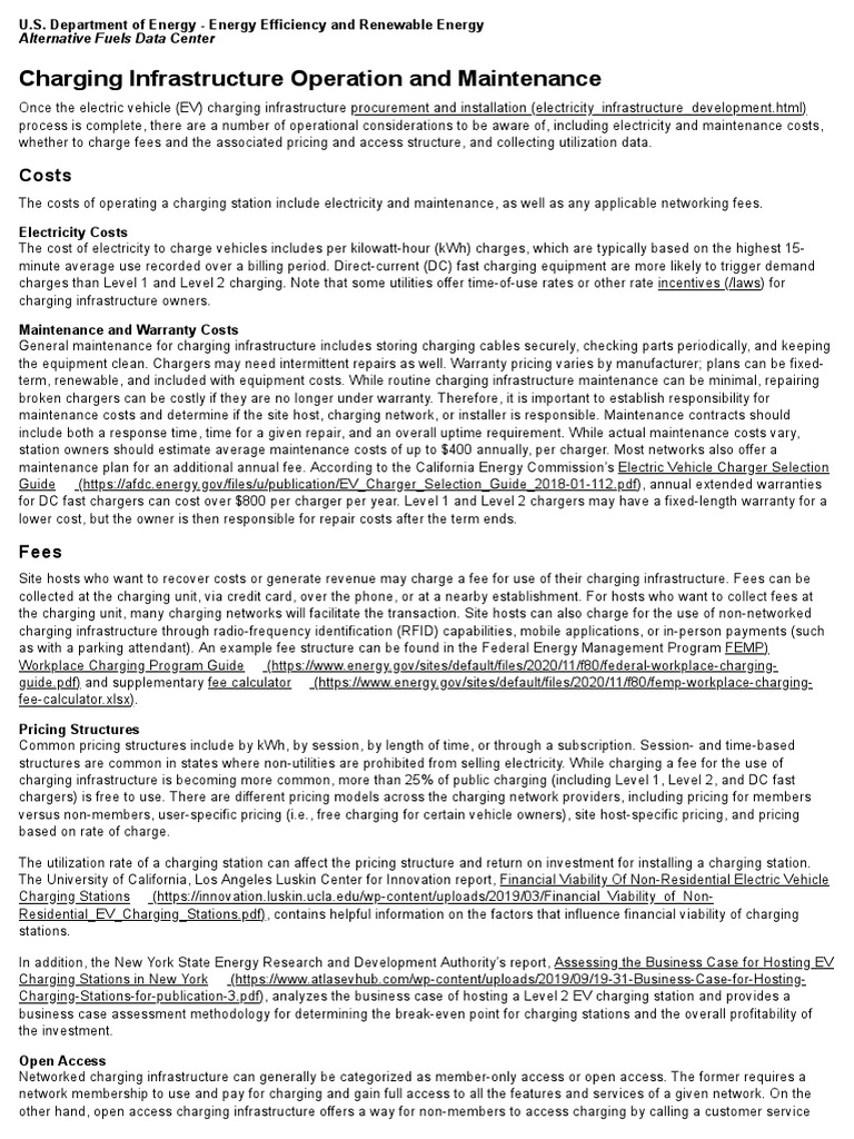 Alternative Fuels Data Center - Charging Infrastructure Operation and ...