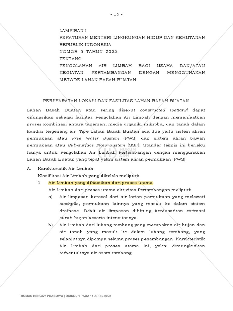 Permen LHK 5 2022 Lampiran | PDF