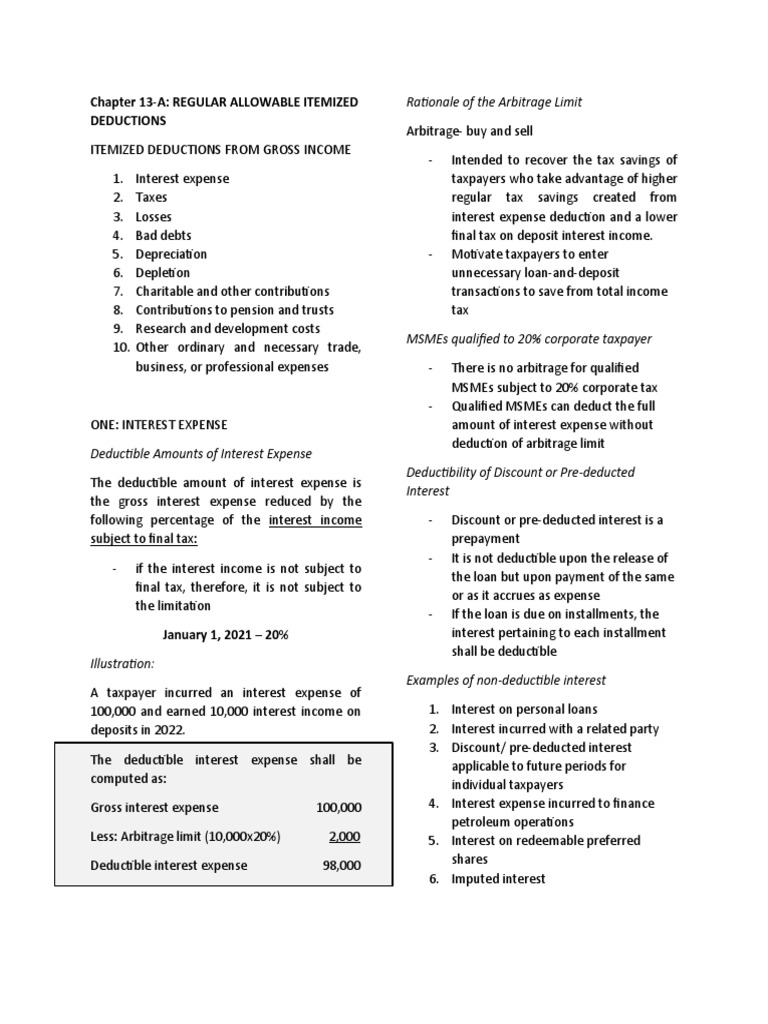 Regular Allowable Itemized Deductions | PDF | Tax Deduction | Taxes
