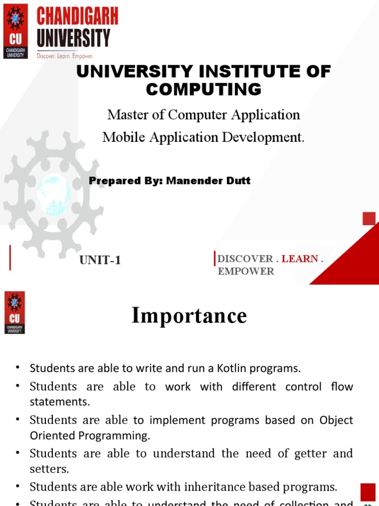 University Institute of Computing: Master of Computer Application Mobile Application Development ...