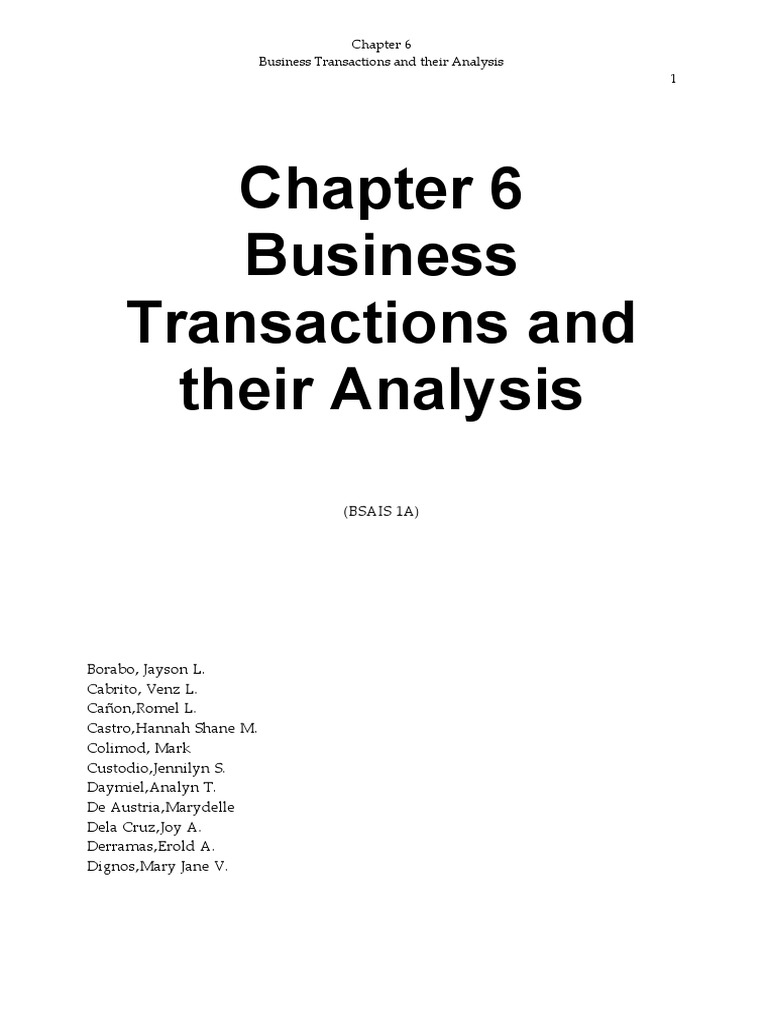 Business Transactions and Account Analysis | PDF | Debits And Credits ...