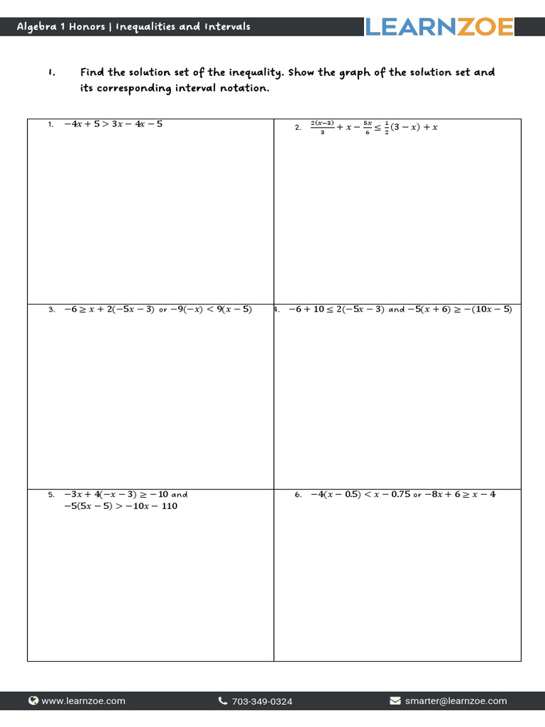 Linear Inequalities and Interval Notations Homework | PDF | Inequality ...