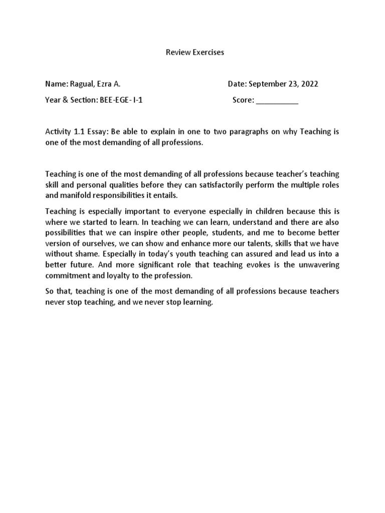 Review Exercises | PDF | Teachers | Profession Review Exercises | PDF | Teachers | Profession
