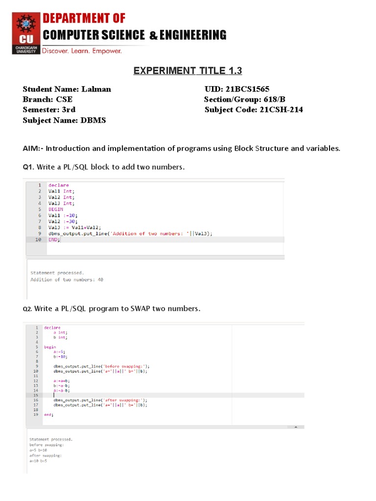 DBMS 1.3 - WORKSHEET - RELATED To Cursor | PDF | Career & Growth | Technology & Engineering