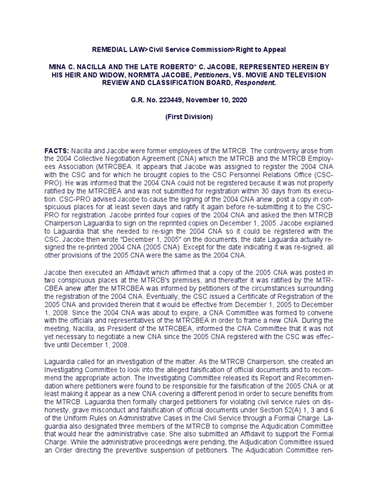 MINA C. NACILLA AND THE LATE ROBERTO C. JACOBE REPRESENTED HEREIN BY ...