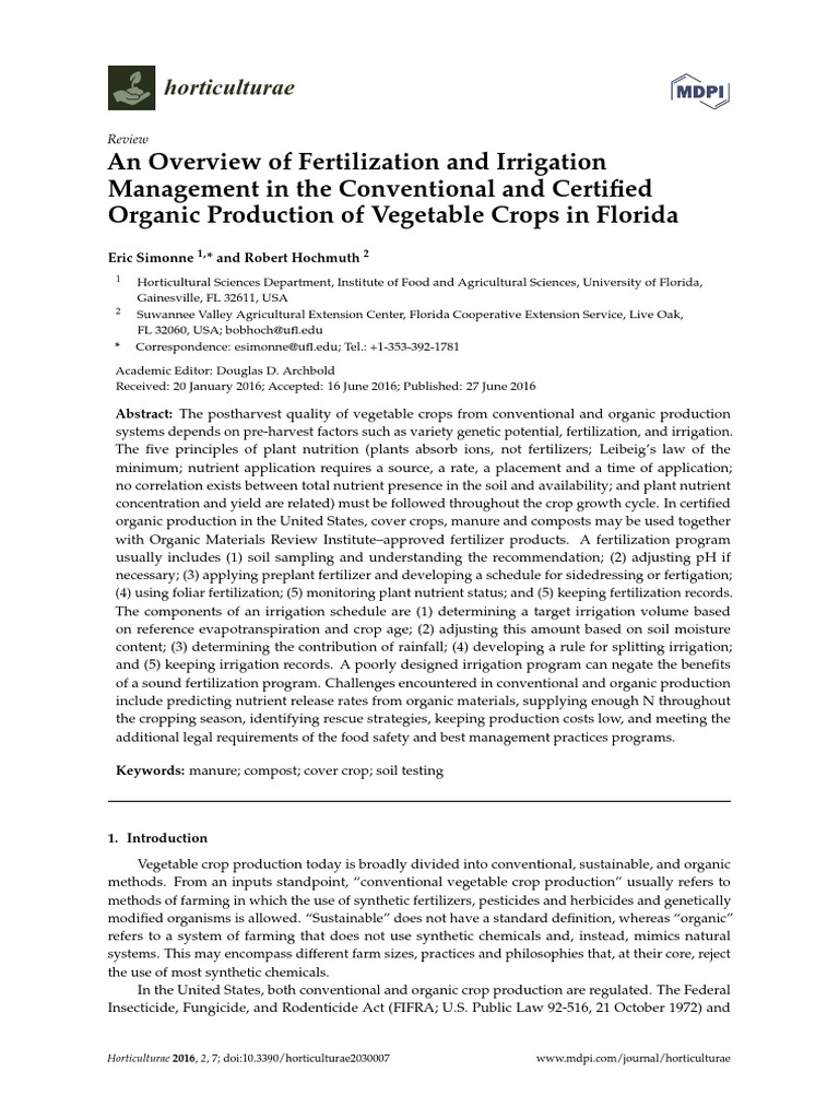 An Overview of Fertilization and Irrigation Manage | PDF | Fertilizer ...