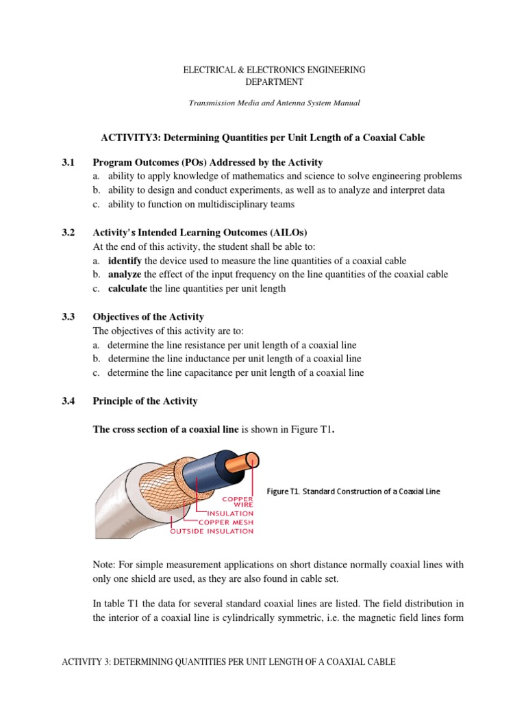 (M3-MAIN) - Determining The Quantities Per Unit Length of A Coaxial | PDF | Coaxial Cable ...