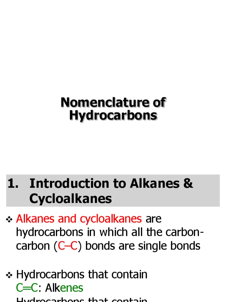 Lecture 4 - Powerpoint Nomenclature of Hydrocarbons | PDF | Alkane ...
