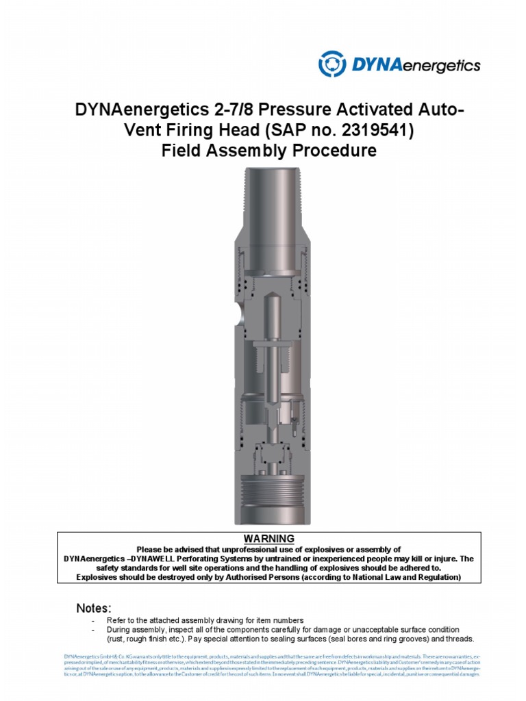 DYNAenergetics 2.875 PA Auto-Vent Firing Head Field Assembly Procedure ...