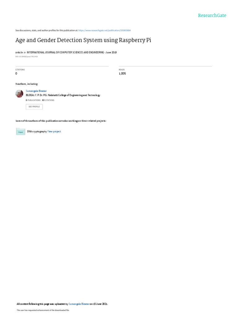 Age and Gender Detection System Using Raspberry Pi | PDF ...