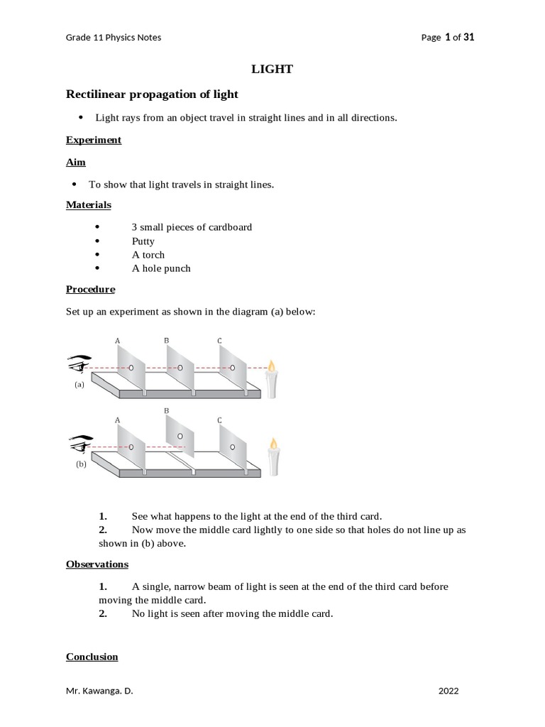 Light 2022 | PDF | Refraction | Reflection (Physics)