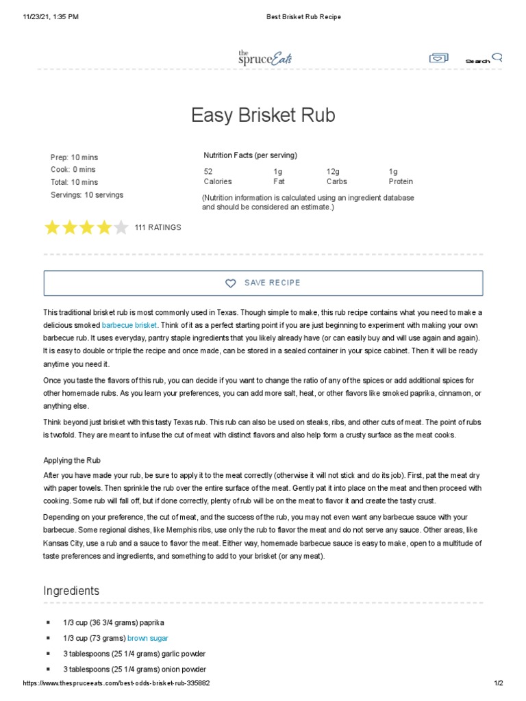 Best Brisket Rub Recipe | PDF | Barbecue | Meat
