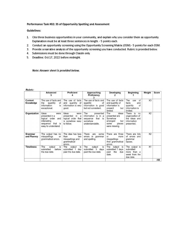3S Framework for Opportunity Assessment | PDF | Entrepreneurship ...
