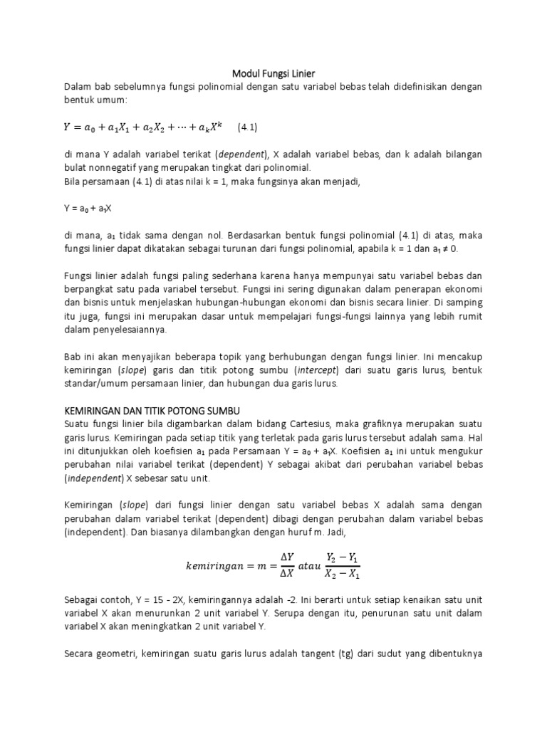 Pengantar Fungsi Linier dan Metode Garis | PDF