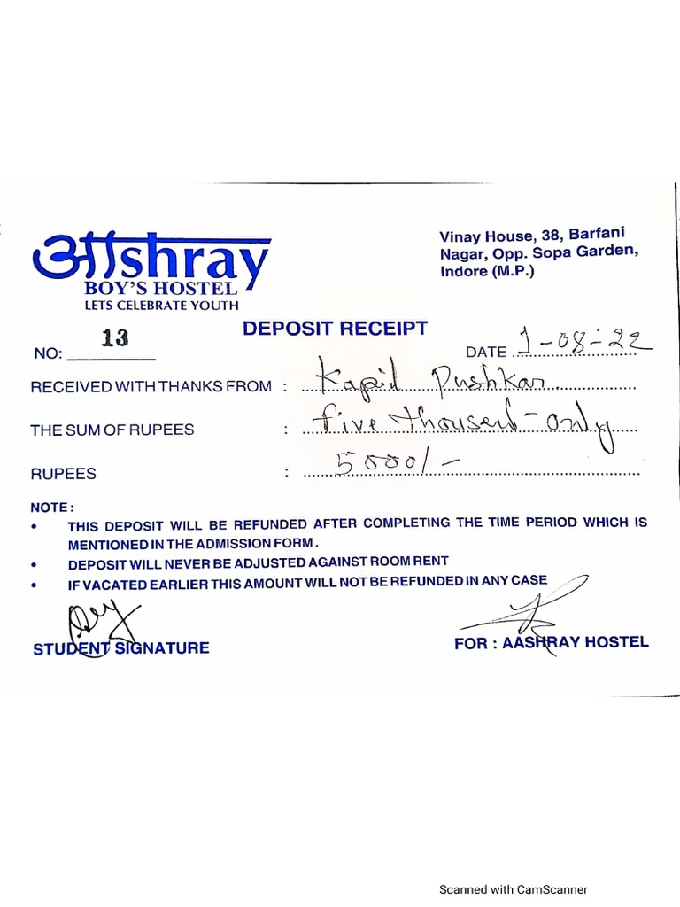 Hostel Receipt - 1 | PDF
