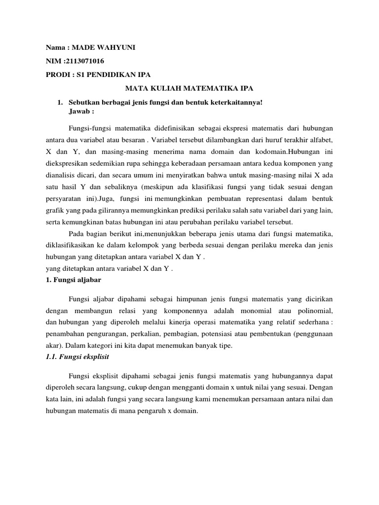 Jenis dan Keterkaitan Fungsi Matematika | PDF | Sains & Matematika | Komputer