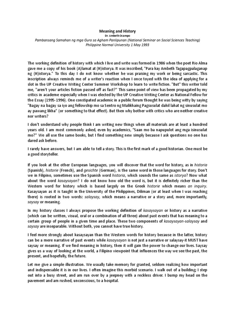 Ambeth Ocampo Meaning and History | PDF | Narrative | Memory