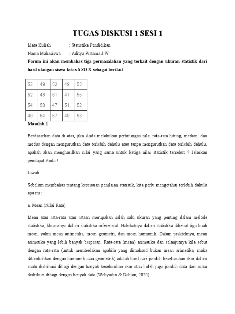 TUGAS DISKUSI 2 SESI 2 - Statistika Pendidikan | PDF