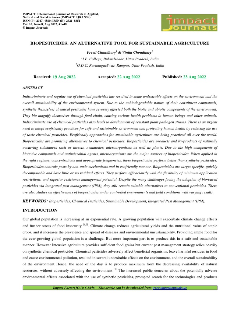 24-08-2022-1661313054-6-Impact - Ijranss-5. Ijranss - Biopesticides An Alternative Tool For ...