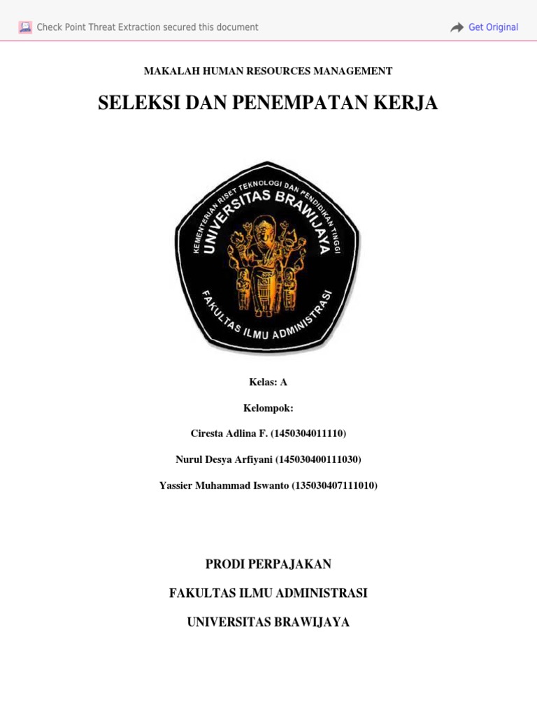 Kel 3 Seleksi Dan Penempatan Kerja - Cleaned | PDF | Karier & Perkembangan | Bisnis