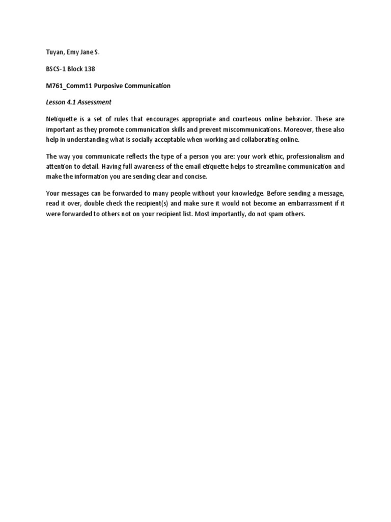 M761 - Comm11 Lesson 4.1 Assessment - Tuyan | PDF