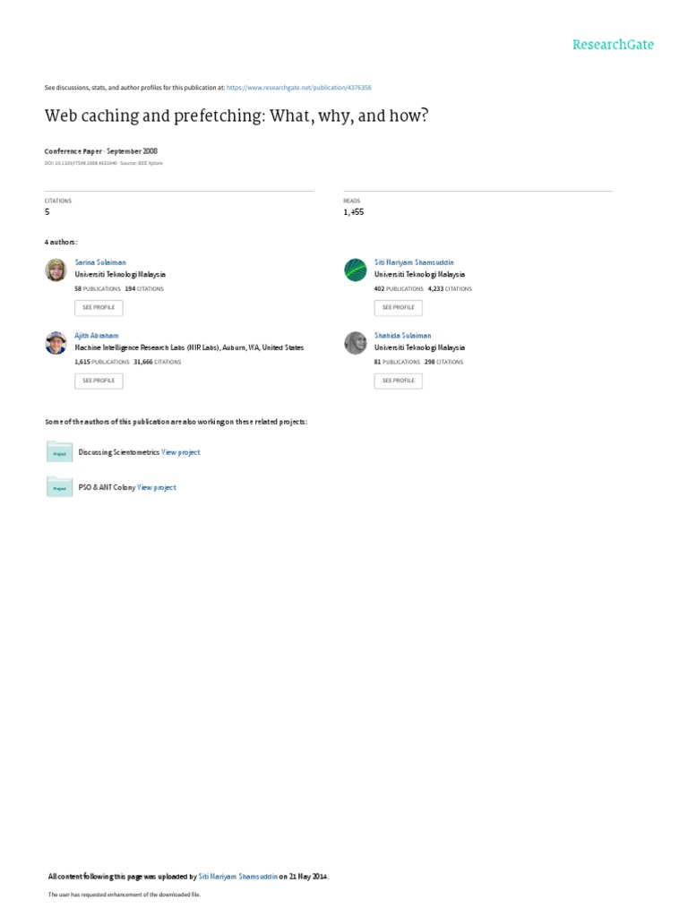 Web Caching and Prefetching What Why and How | PDF | Cache (Computing) | World Wide Web