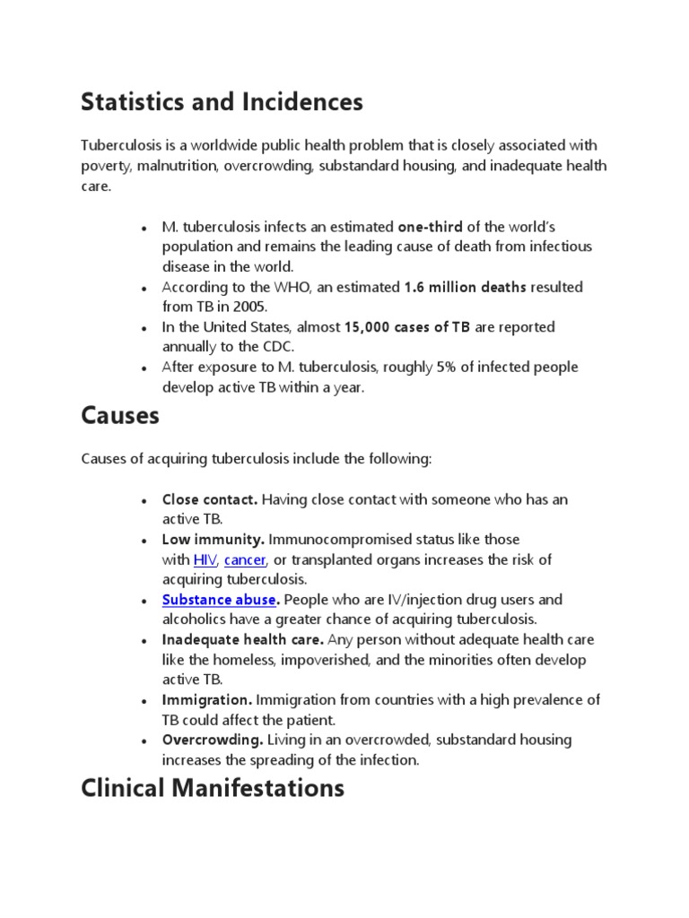 2 Statistics and Incidences TB | PDF | Tuberculosis | Infection