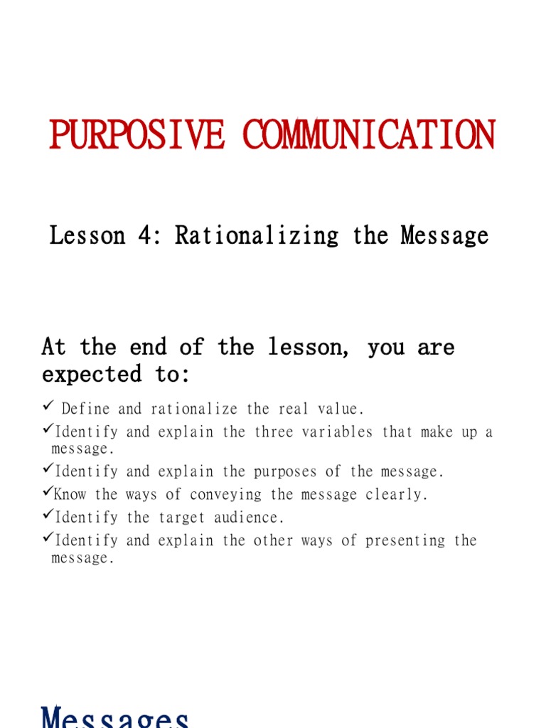 PURPOSIVE COMMUNICATION Lesson 4 | PDF