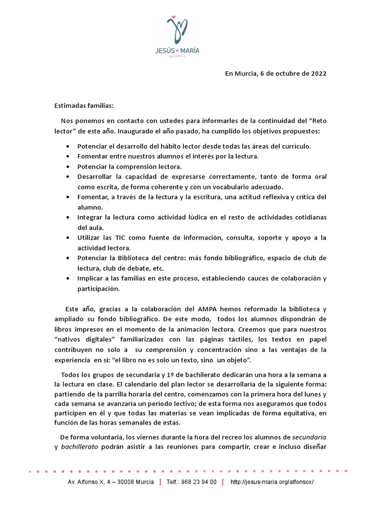 Circular Reto Lector - Def | PDF | Aprendizaje