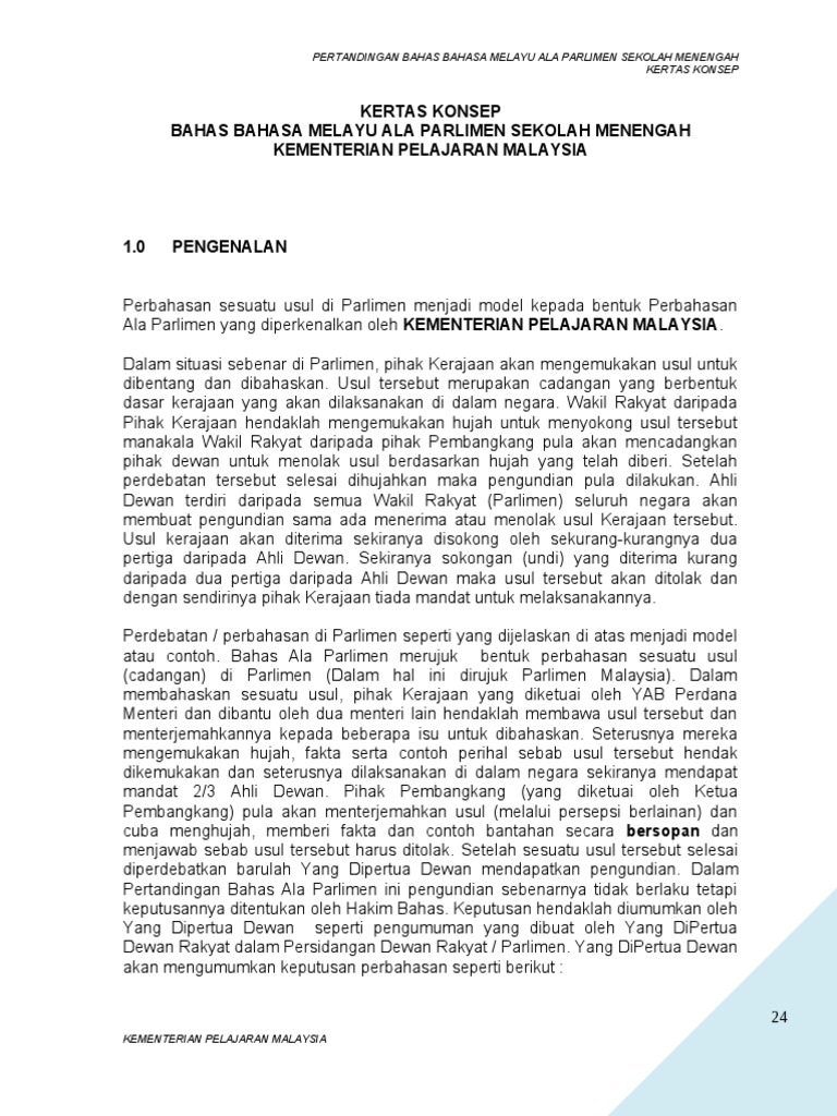 1 1kertas Konsep Bahas Ala Parlimen - ms1 24 2 | PDF