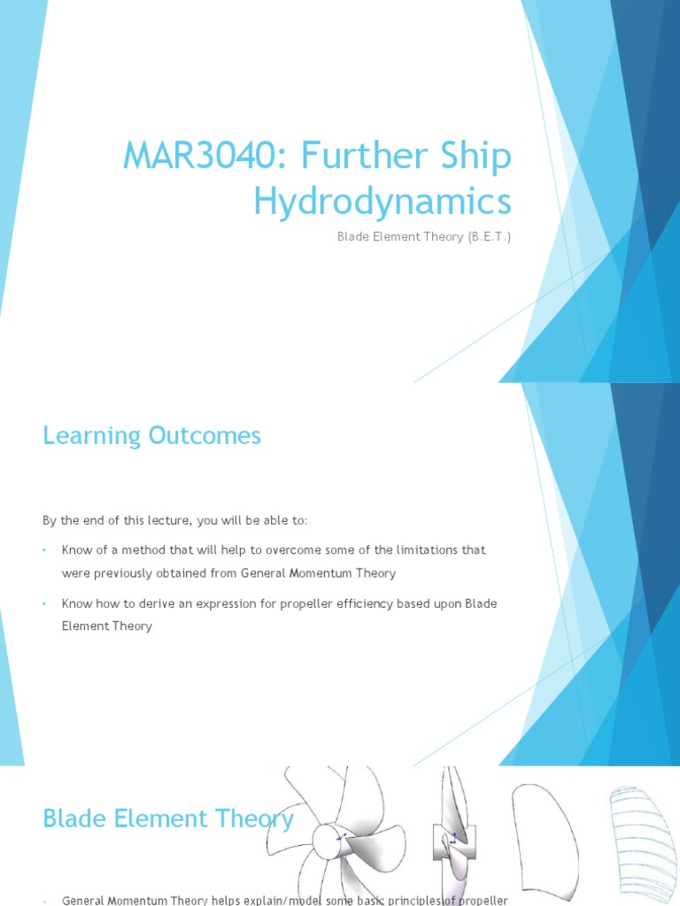 Blade Element Theory in Ship Hydrodynamics | PDF | Drag (Physics) | Propeller