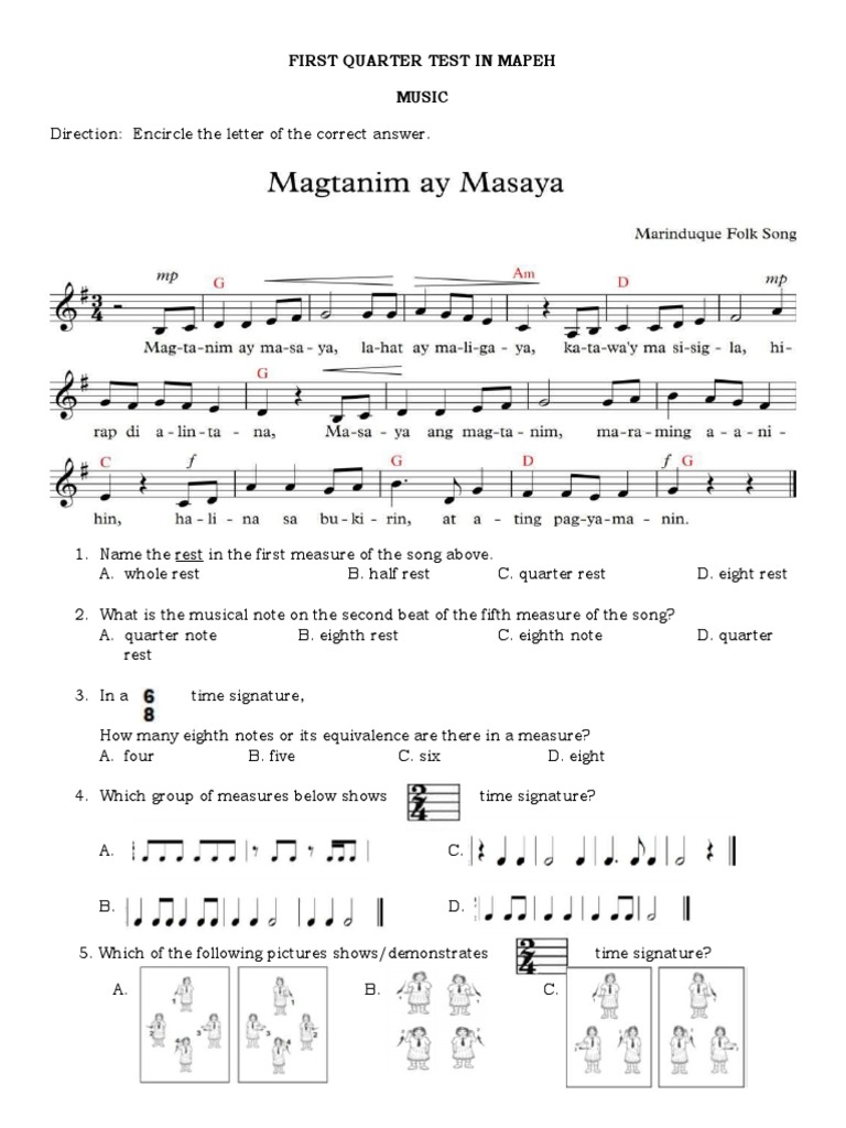 First Quarter MAPEH Test Questions | PDF | Software | Application Software