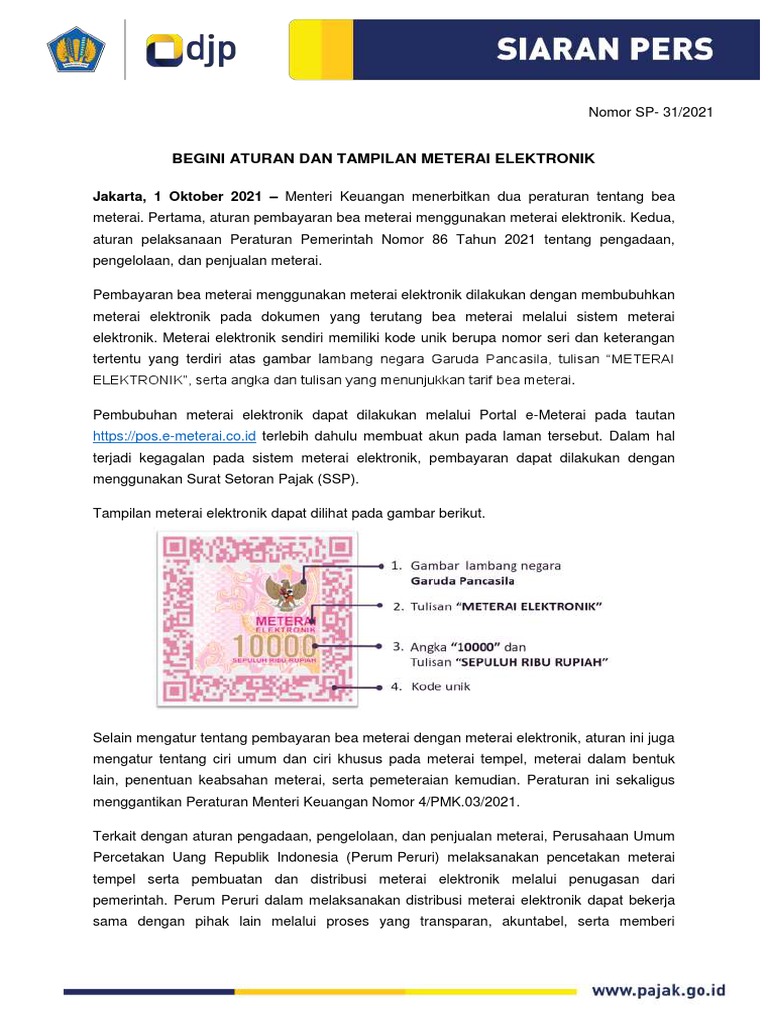 Aturan Baru Bea Meterai Elektronik | PDF | Pengelolaan Keuangan & Uang