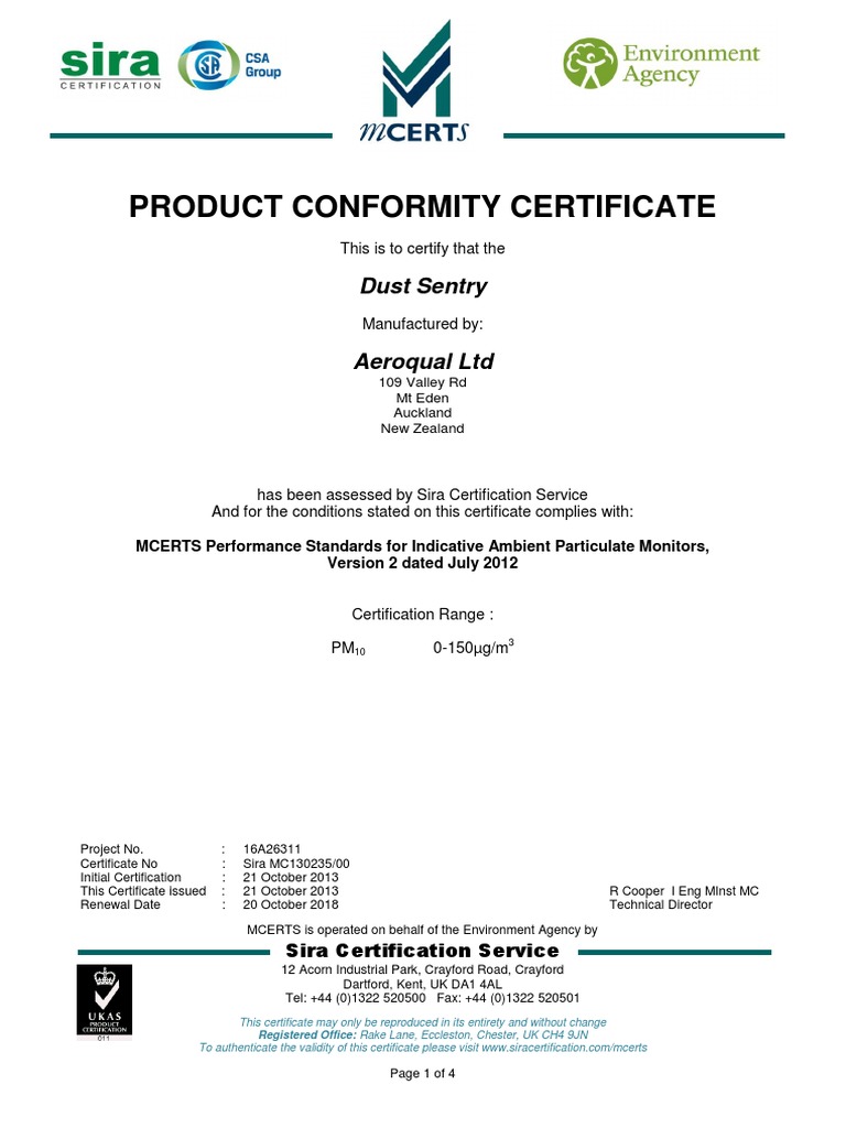 Mcerts Dust Sentry | PDF | Particulates | Equipment
