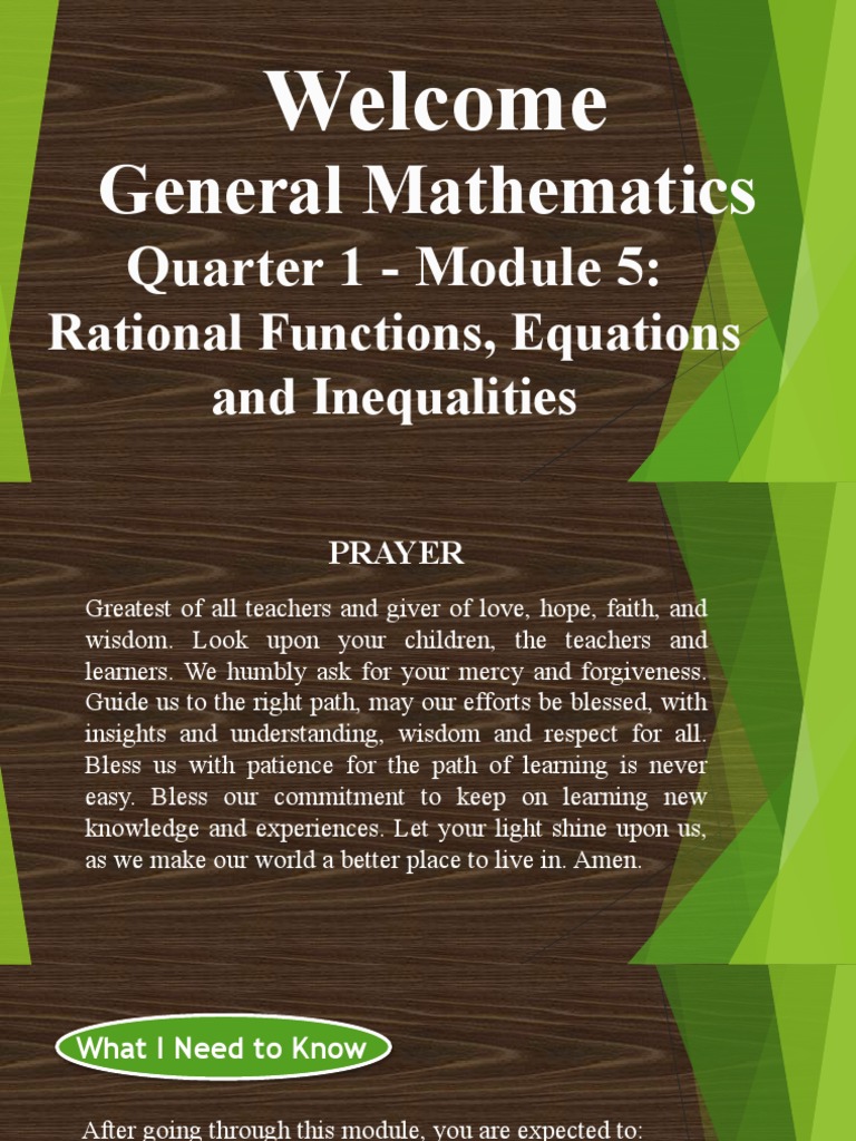 Module 5 Rational Functions Equations and Inequalities | PDF | Polynomial | Function (Mathematics)