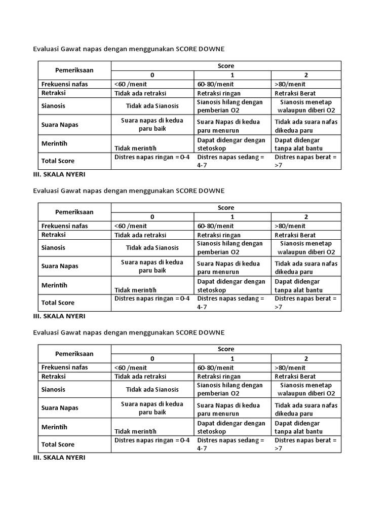 Evaluasi Gawat Napas Dengan Menggunakan SCORE DOWNE | PDF