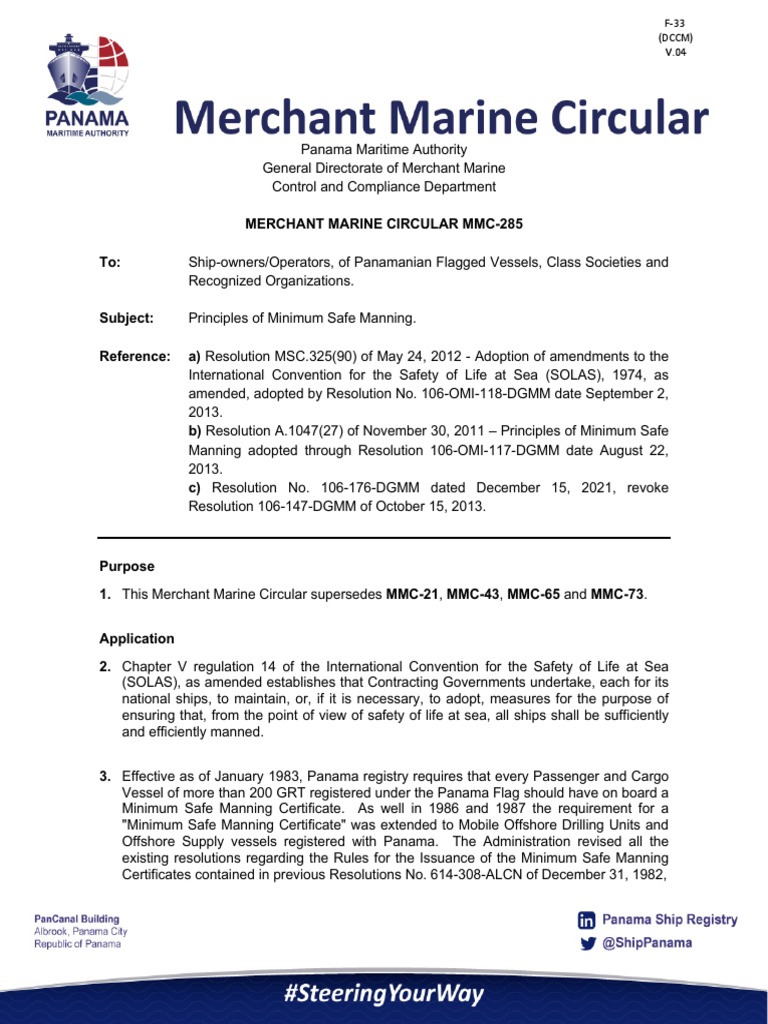 MMC 285 Rev. DCCM 25 01 2022 CSG | PDF | Tonnage | Ships