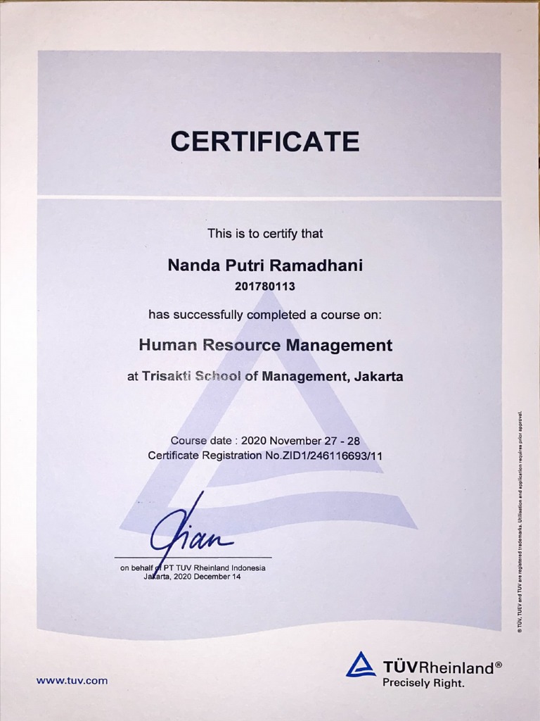 Sertifikat Human Resource Management | PDF